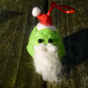 Brussel Sprout Santa Bauble Needle Felted Christmas Decoration Handmade ...