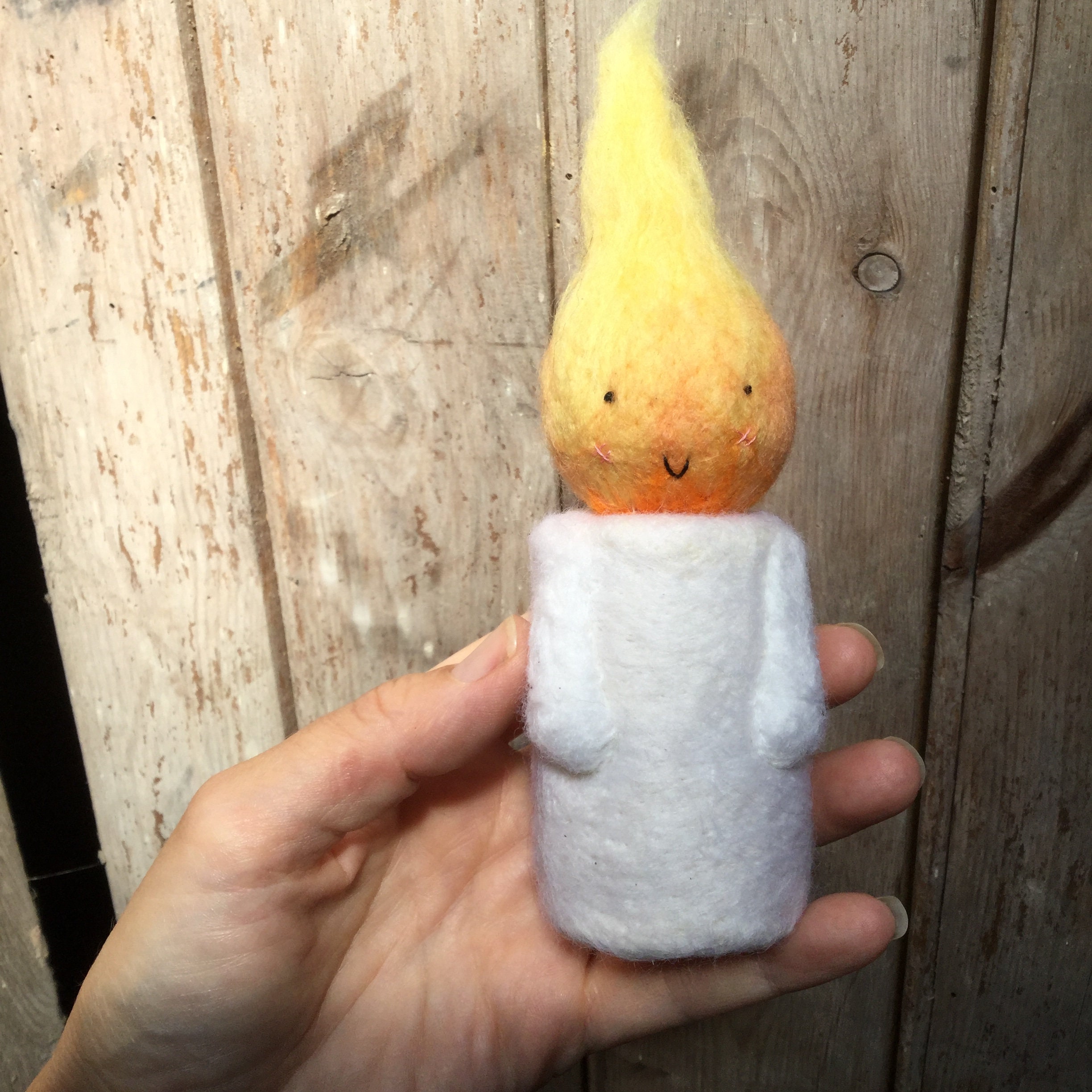 Needle Felt Candle Sculpture With a Cute Face Handmade From | Etsy