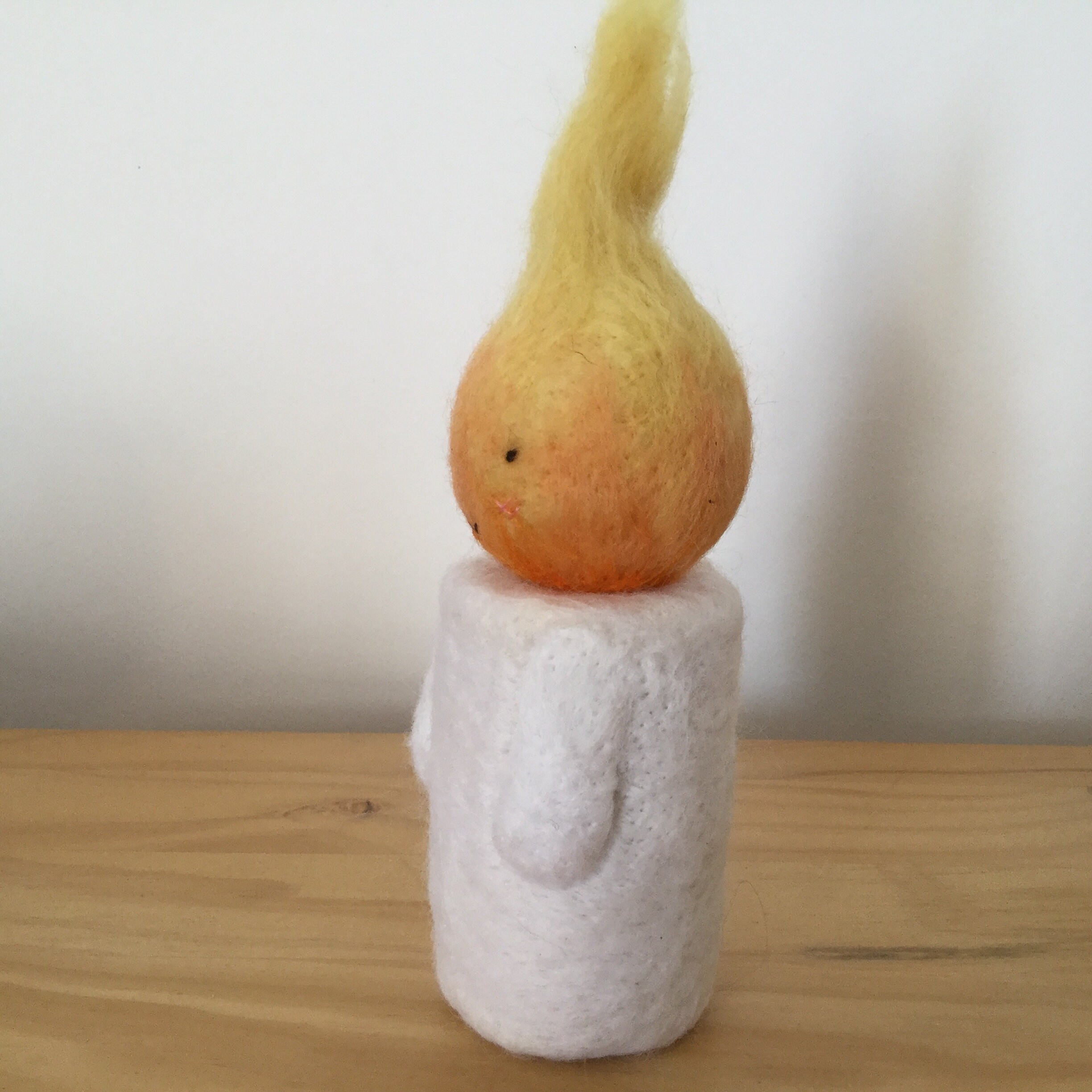Needle Felt Candle Sculpture With a Cute Face Handmade From | Etsy