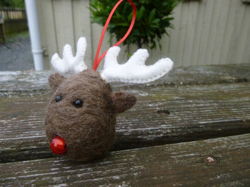 Handmade Needle Felted Reindeer Christmas Tree Decoration Ornament Made ...