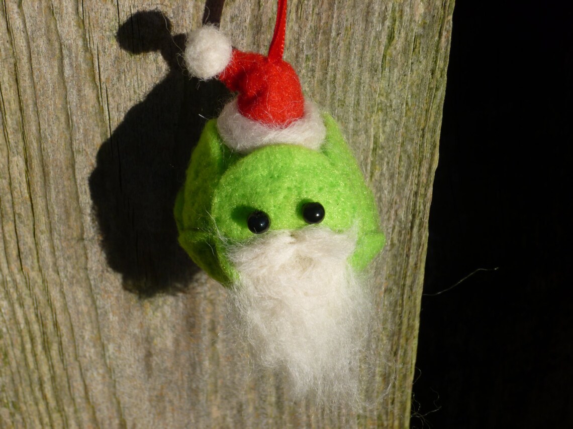 Brussel Sprout Santa Bauble Needle Felted Christmas Decoration Handmade ...