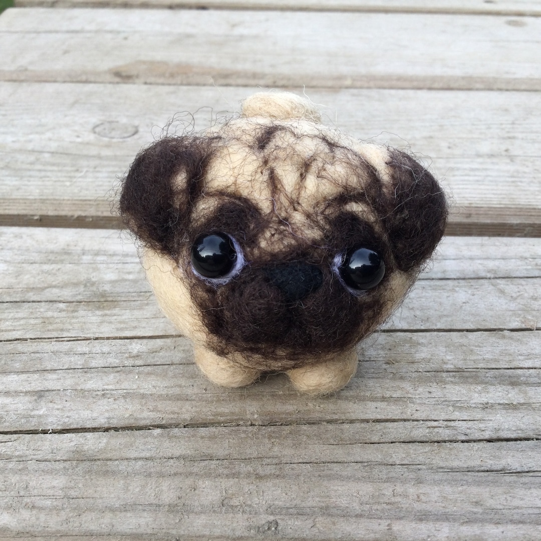 Pug Puppy Dog Needle Felted Decoration Handmade From Sheep Wool - Etsy