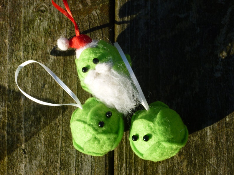 Brussel Sprout Santa Bauble Needle Felted Christmas Decoration Handmade ...