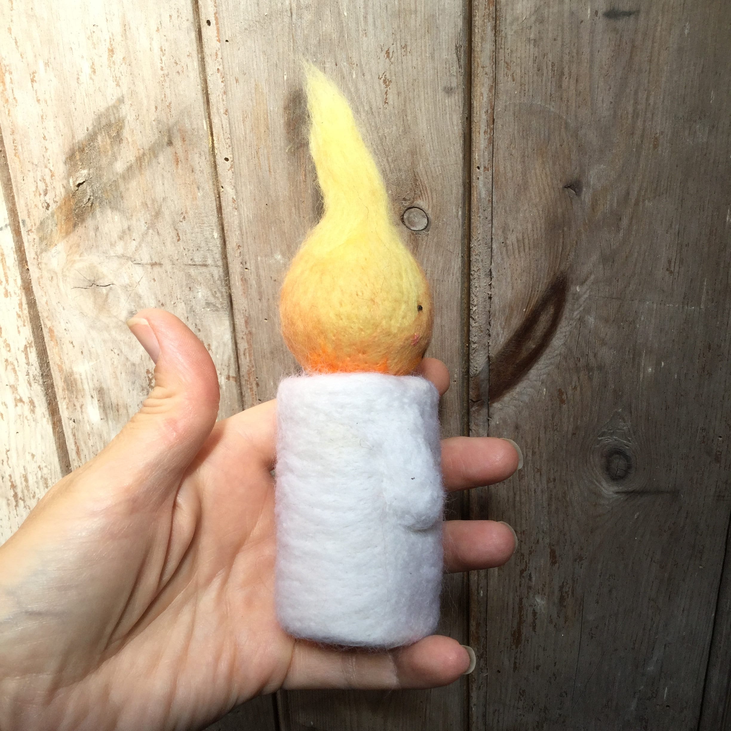 Needle Felt Candle Sculpture With a Cute Face Handmade From | Etsy