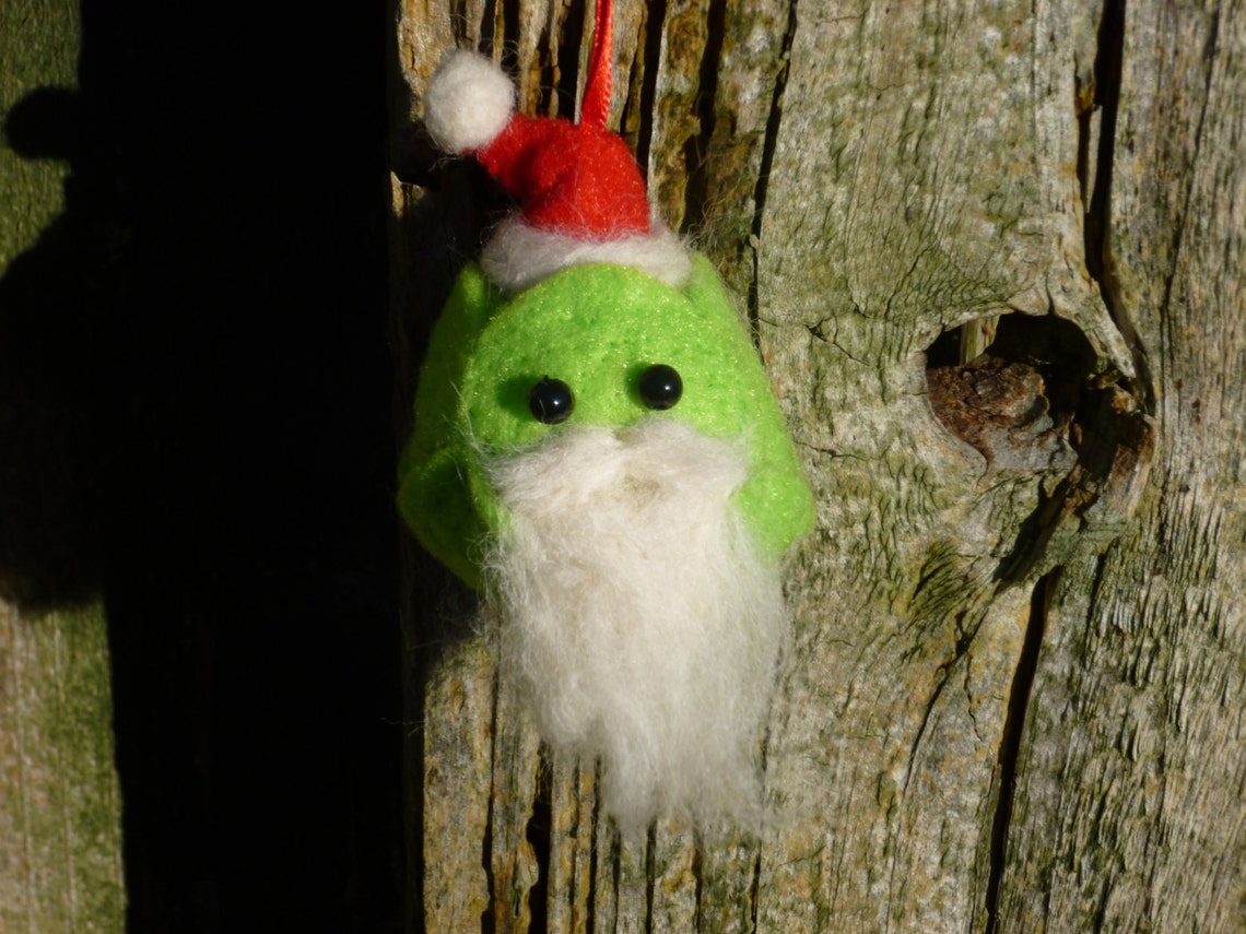 Brussel Sprout Santa Bauble Needle Felted Christmas Decoration Handmade ...