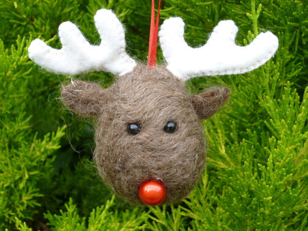 Handmade Needle Felted Reindeer Christmas Tree Decoration Ornament Made ...