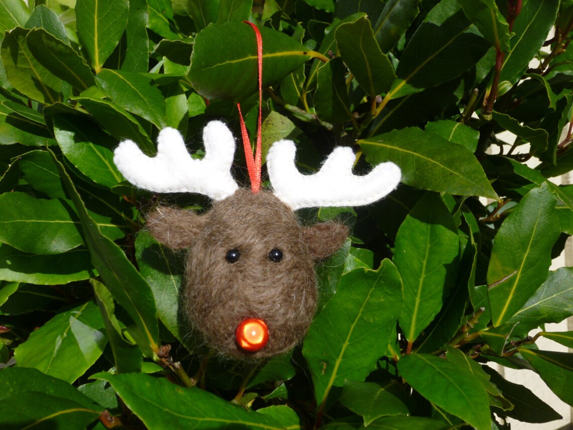 Handmade Needle Felted Reindeer Christmas Tree Decoration Ornament Made ...