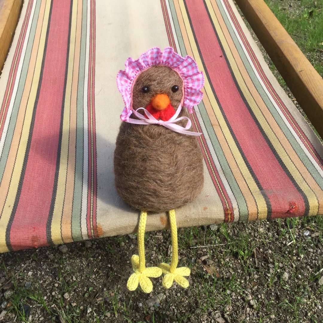 Handmade Needle Felted Chicken Made From Undyed Sheep Wool and Dyed ...