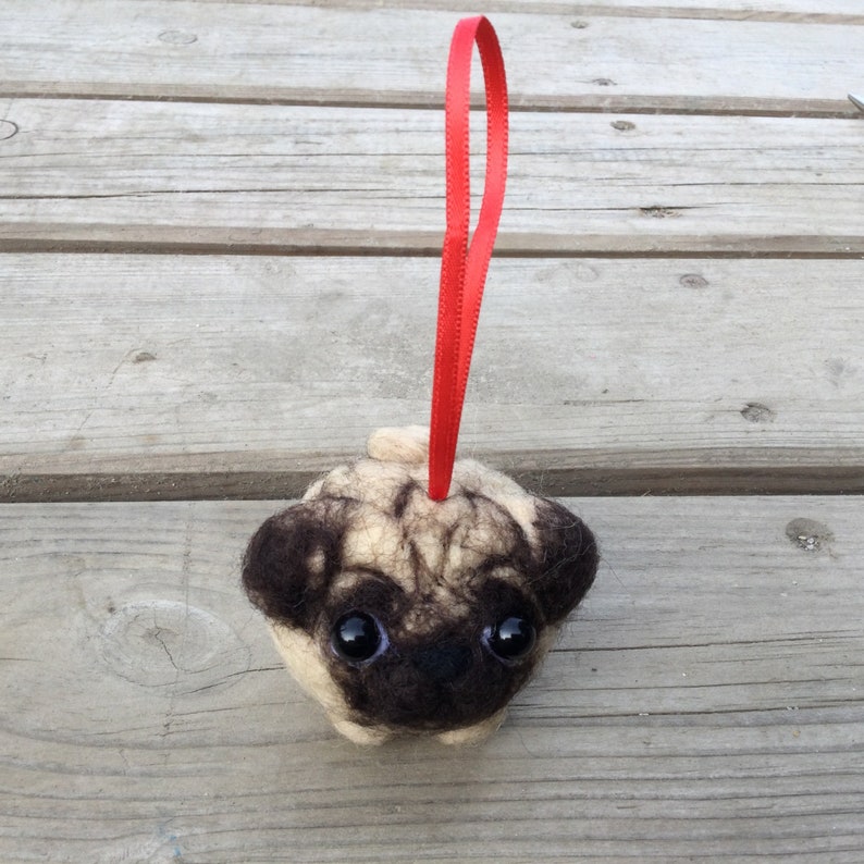 Pug Puppy Dog Needle Felted Decoration Handmade From Sheep Wool - Etsy