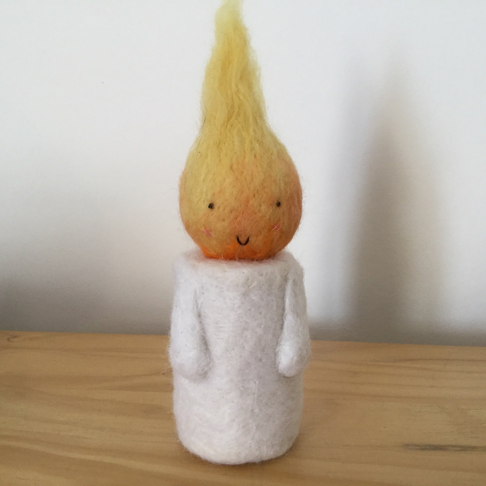 Needle Felt Candle Sculpture With a Cute Face Handmade From | Etsy