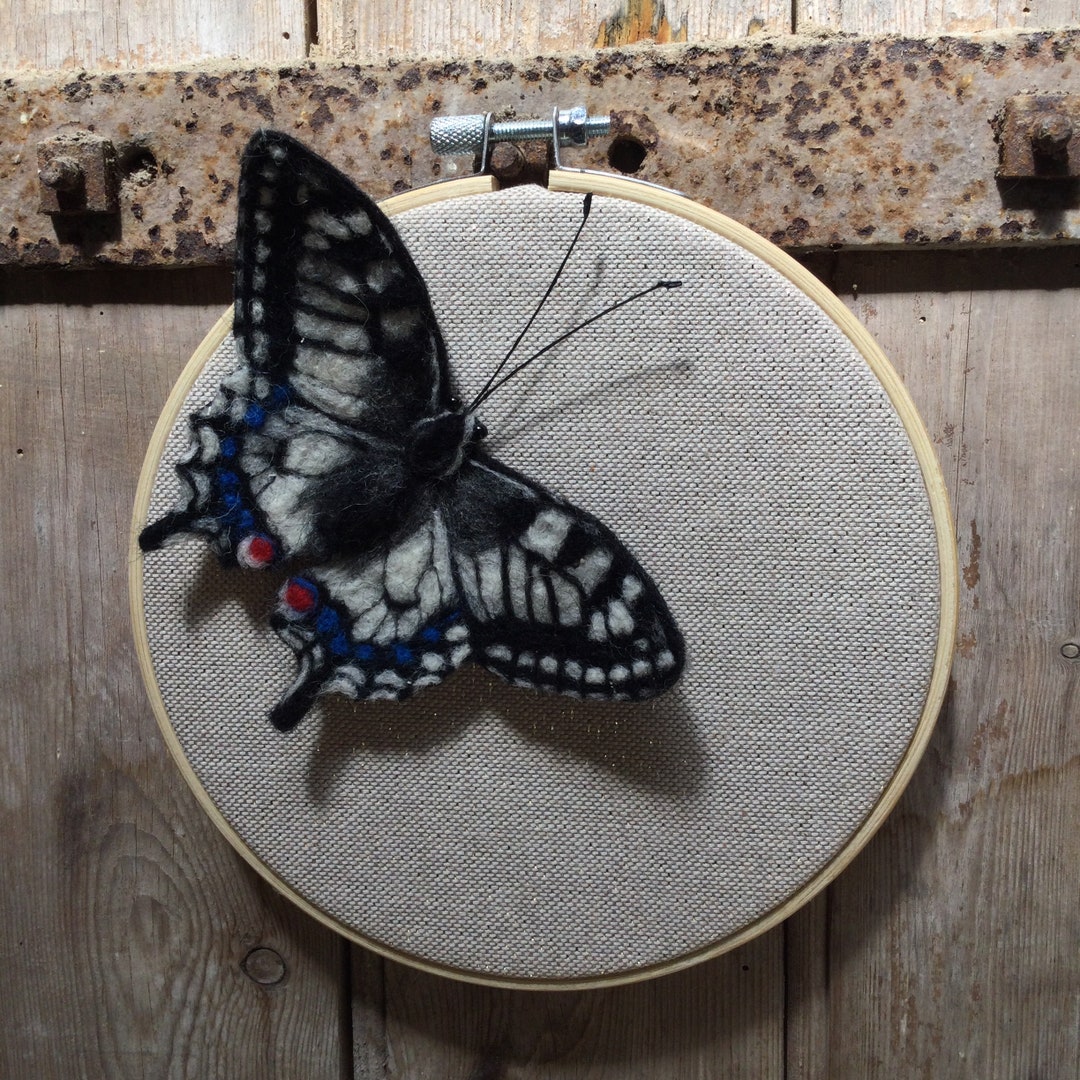Handmade Needle Felt Common Swallowtail Butterfly Wall Art Displayed on ...