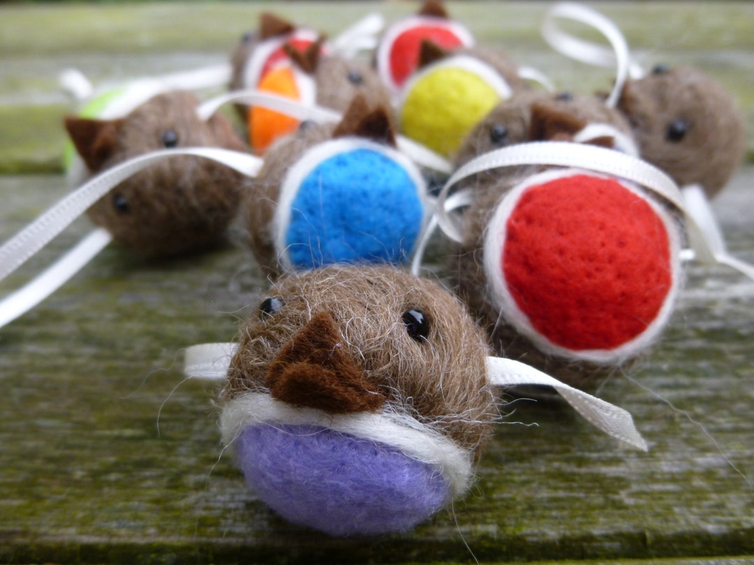 Rainbow Robin Garland Needle Felted Christmas Decoration Handmade From ...