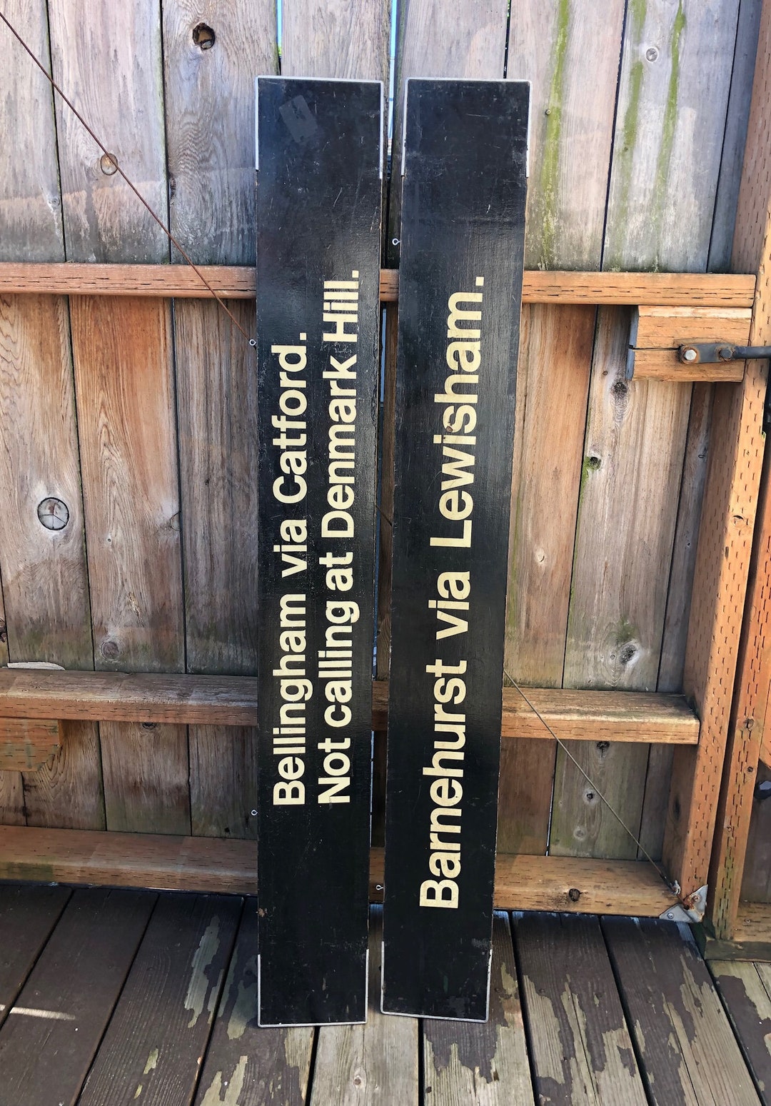 Pair of Antique English Station Signs, Double Sided, Steel Frame, 1930 ...