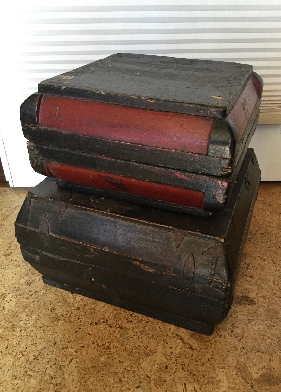 Pair Primitive Antique Asian Rice Boxes With Lids - Etsy