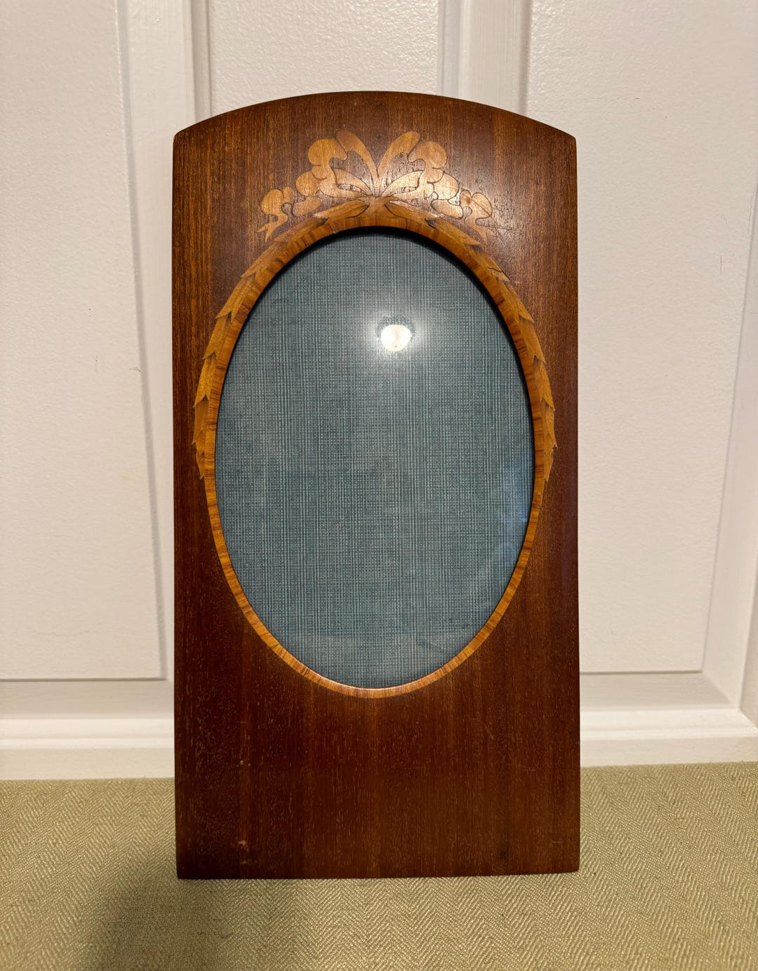 Large Antique Swedish Convex Photo Frame With Inlaid Wood - Etsy