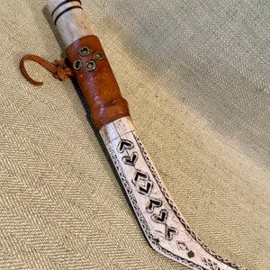 Antique Sami Hunting Knife With Reindeer Antler Pierced Sheath, Knudsen ...