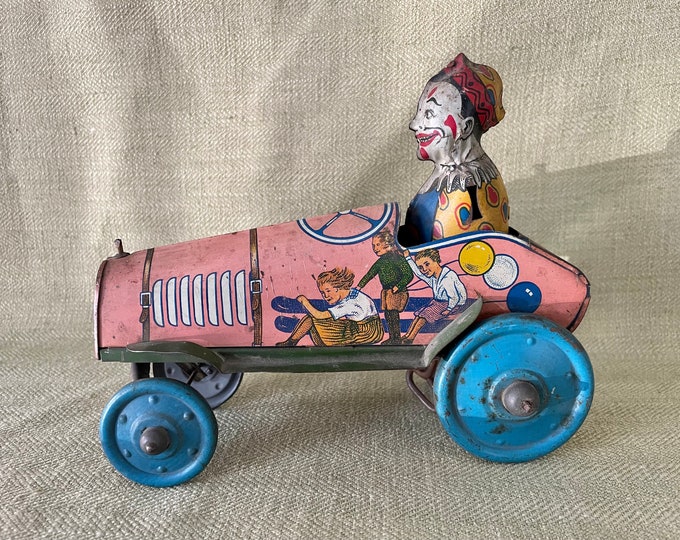 Clown Car…unique Art Krazy Kar Tin Wind up Toy - Etsy