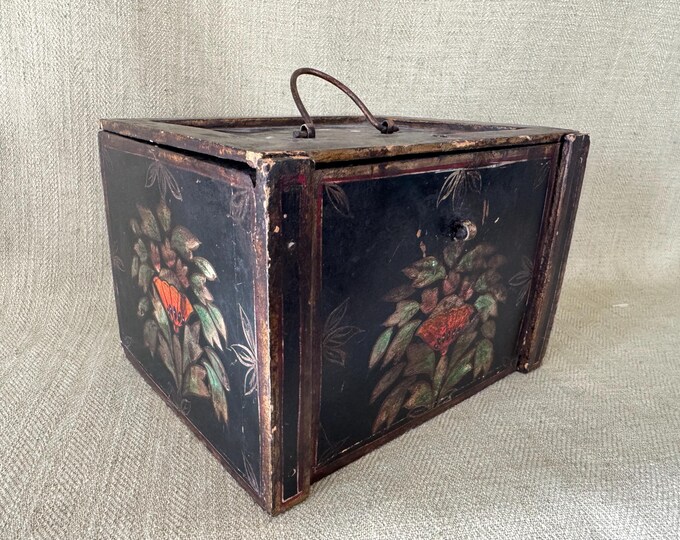 Antique Folk Art Painted Wood Box - Etsy