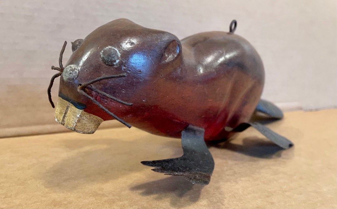Huge Antique Folk Art Carved Wood Beaver Lure, Articulating Tail - Etsy