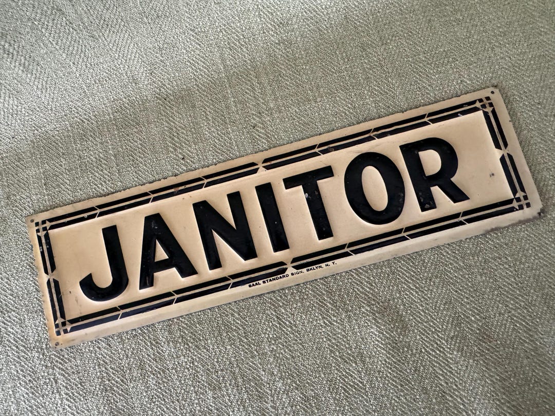 Original Antique Janitor Strip Sign, Embossed Tin - Etsy