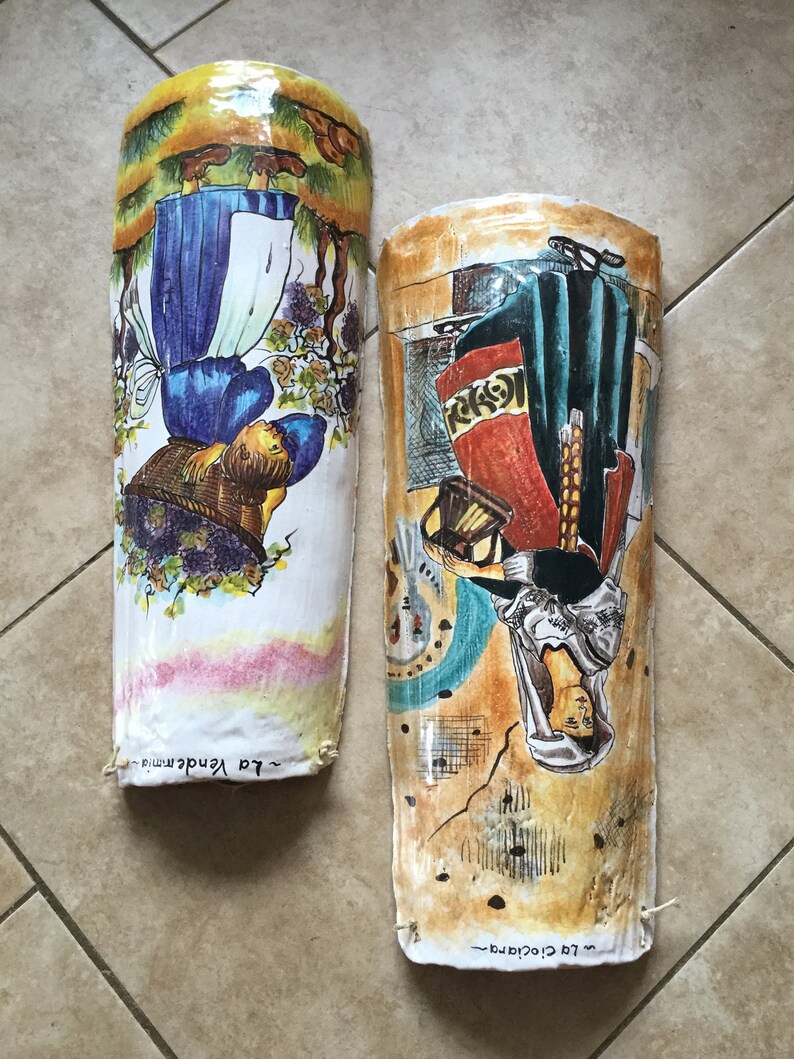 Large Italian Hand Painted Glazed Terracotta Bricks - Etsy