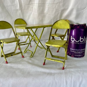 Vintage 60s Miniature Tin Folding Card Table and Chair Set - Etsy