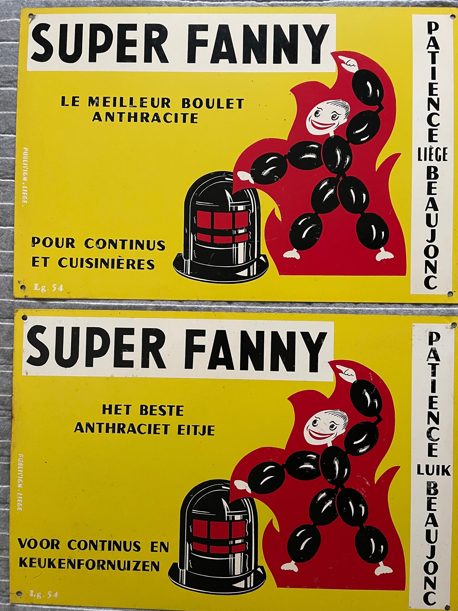 Super Fanny. 1954 Belgian Coal Company Advertising Signs - Etsy