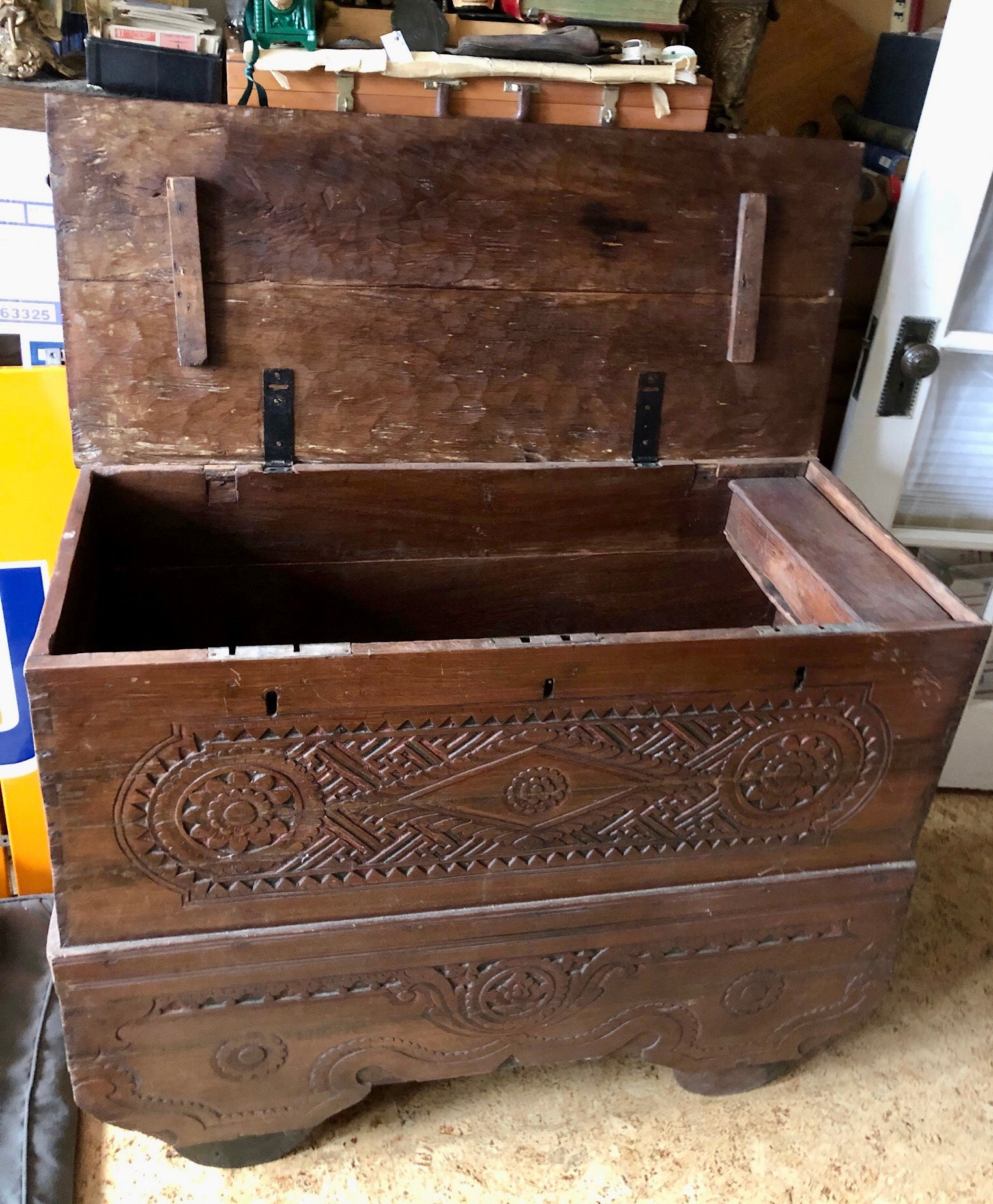 Large 19th Century Indonesian Chip Carved Chest Trunk on Wood | Etsy