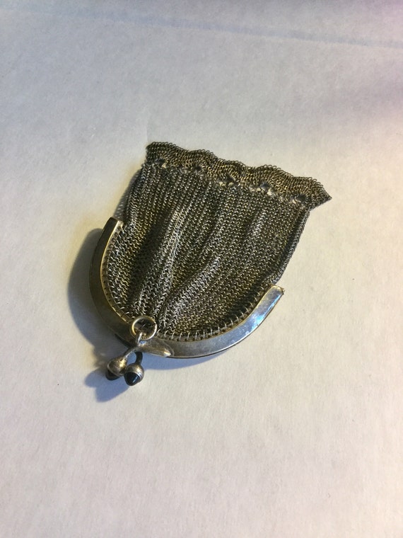 Antique German Silver Mesh Coin Purse with Saphire Cl… - Gem