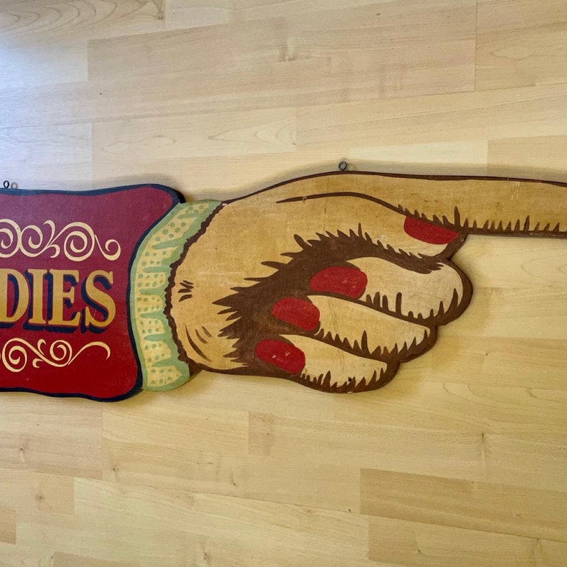 Original Large Folk Art Ladies Manicle Finger Pointing Sign - Etsy
