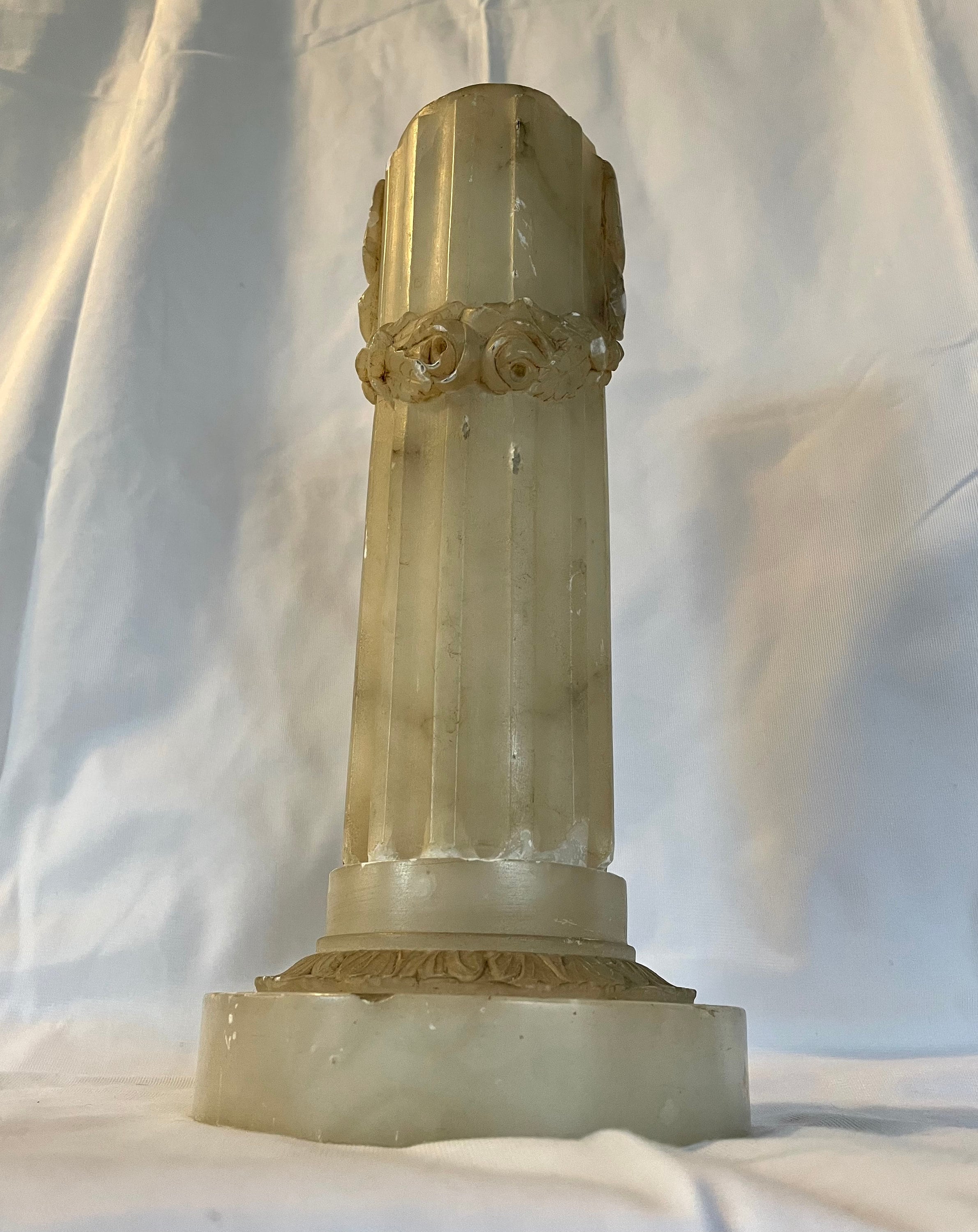 Antique Neoclassical Translucent Alabaster Pillar Fluted | Etsy