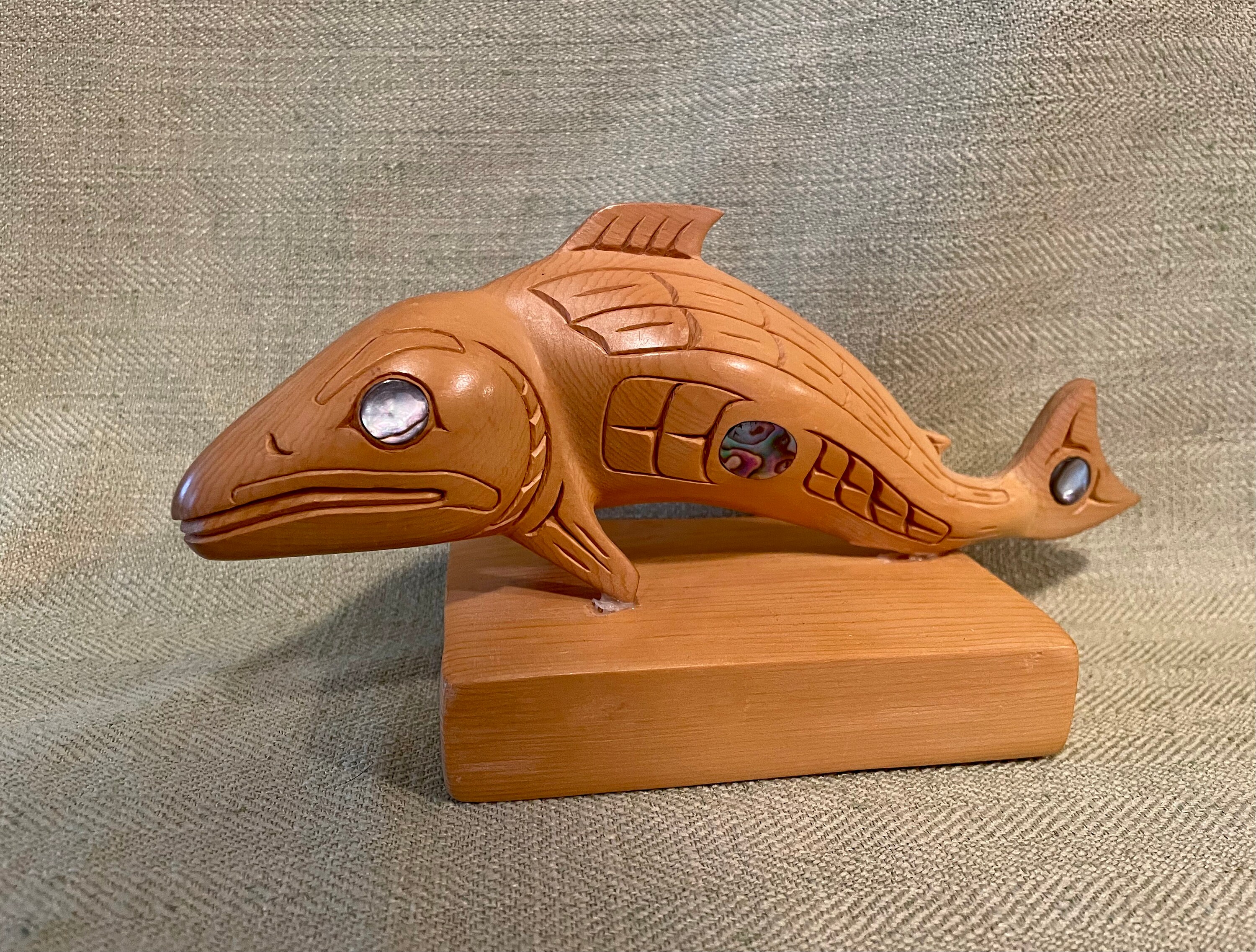 Hand Embroided Authentic Indian Art Northwest Fish