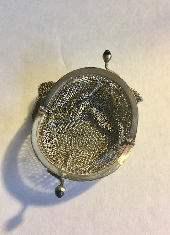 Antique German Silver Mesh Coin Purse with Saphire Cl… - Gem