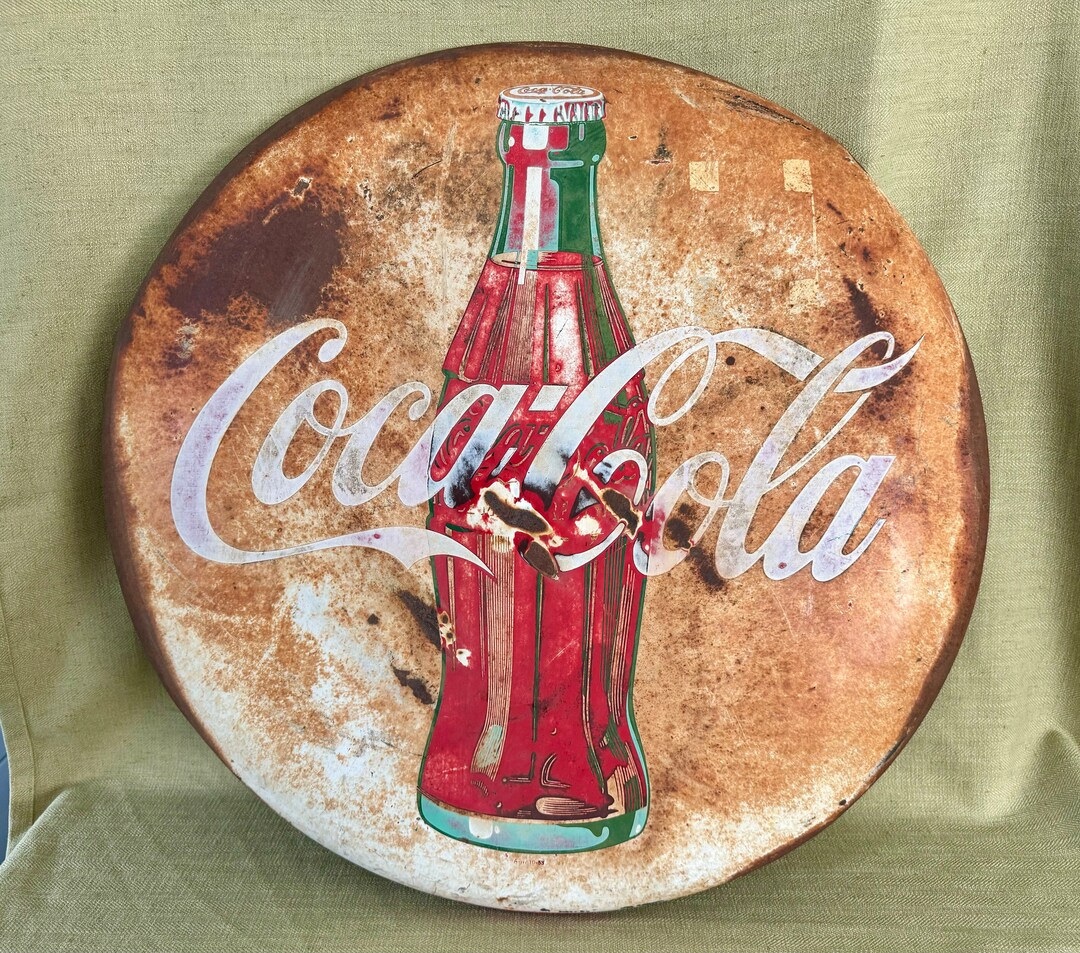1953 Coke Button Sign With Perfect Patina, 24 - Etsy