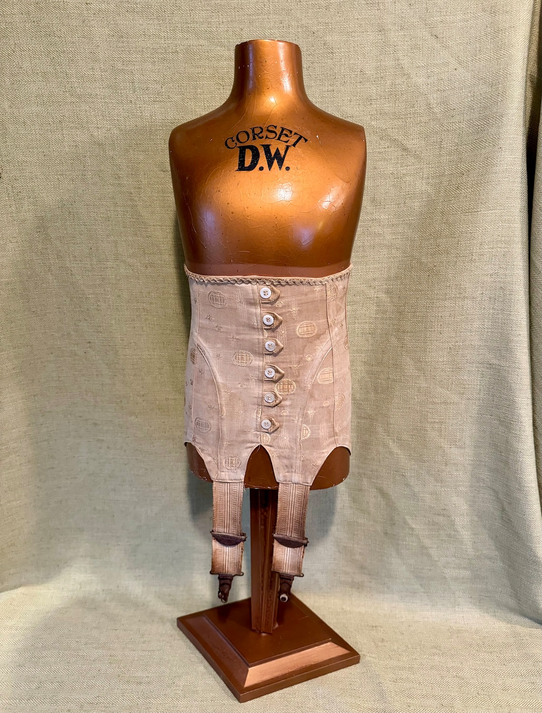 Original 1920’s Art Deco Corset Display, Store Display Corset Mannequin ...