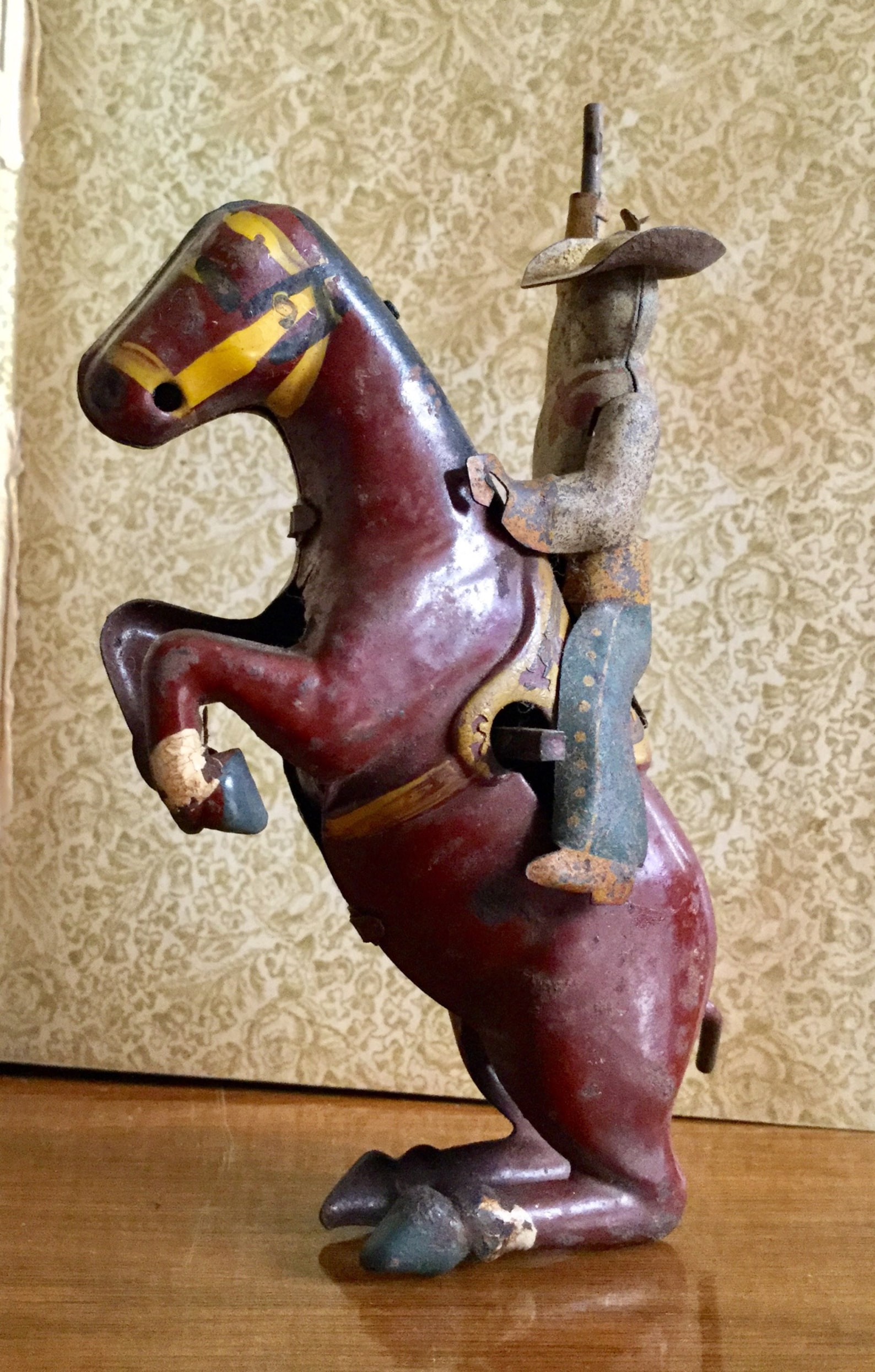 Giddy Up Vintage Tin Toy Cowboy on Bucking Bronco - Etsy