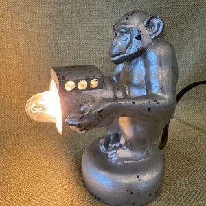Antique Max Le Verrier Art Deco Chimpanzee Car Mascot Lamp, Electrified ...