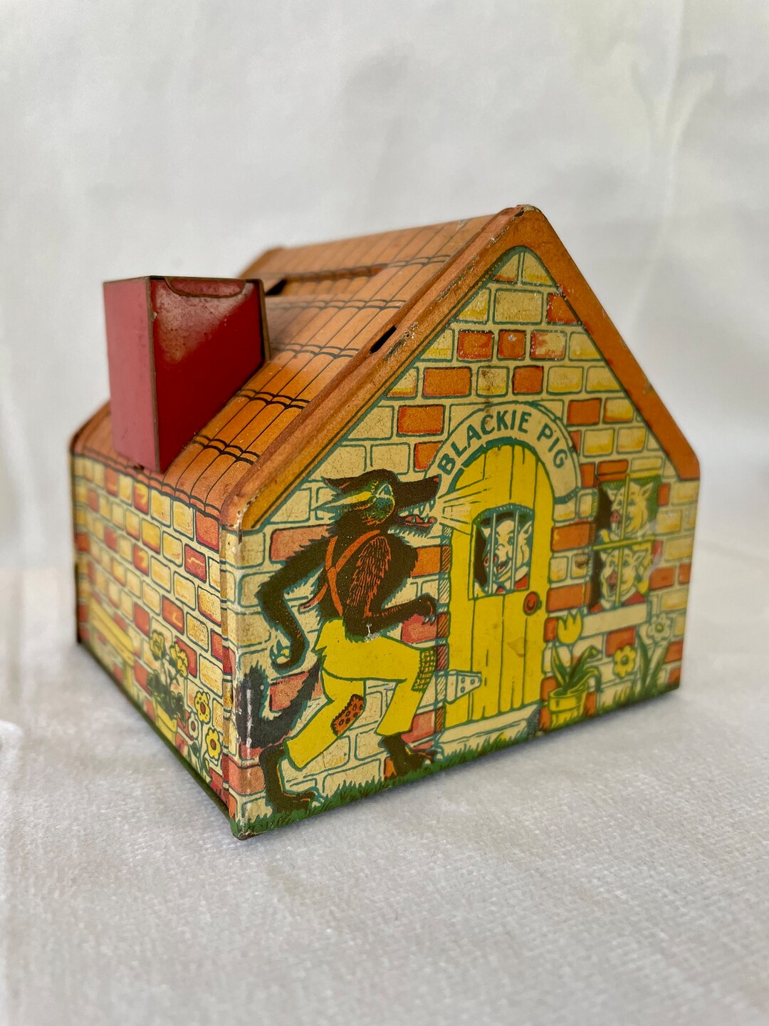 Three Little Pigs, Chein, Tin Litho Coin Bank - Etsy