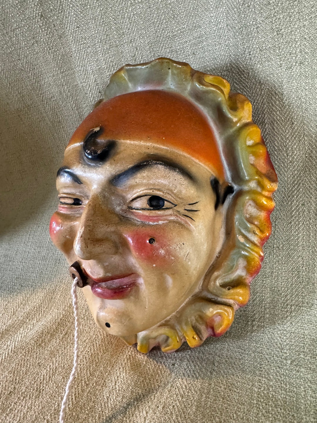 Cheeky Antique Pierrot Clown String Holder - Etsy