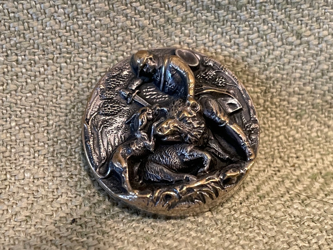 Antique Sterling Boar Hunt Button Turned Into Brooch - Etsy