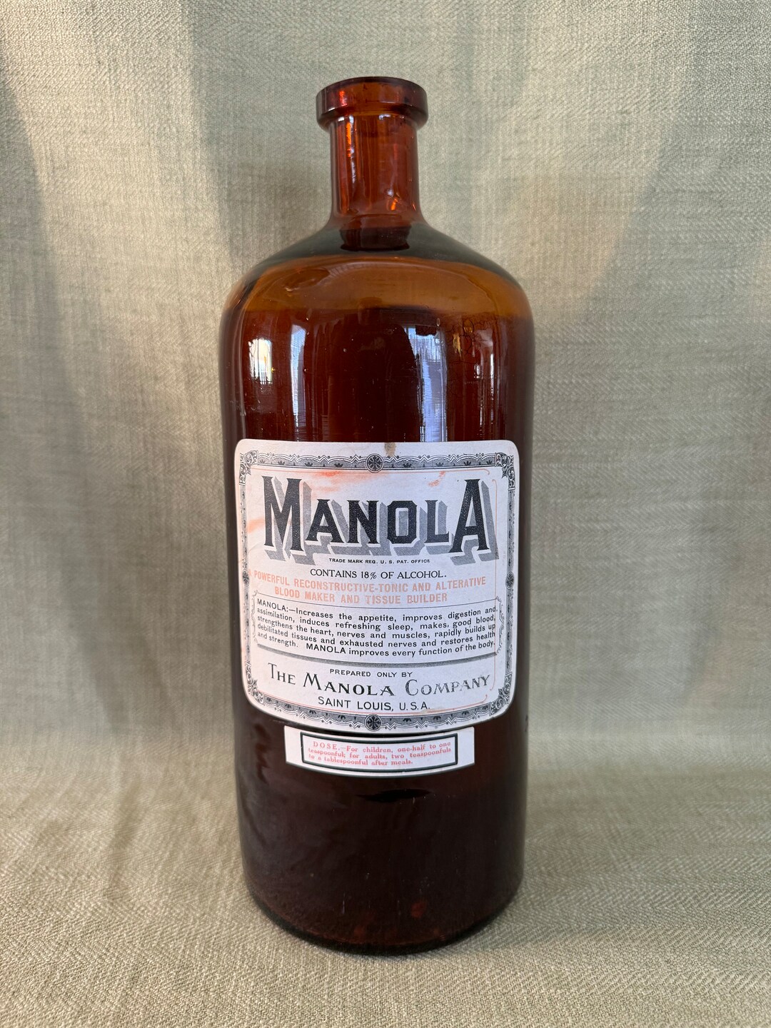 Antique Apothecary Huge Manila Blood Maker and Tissue Builder Bottle - Etsy