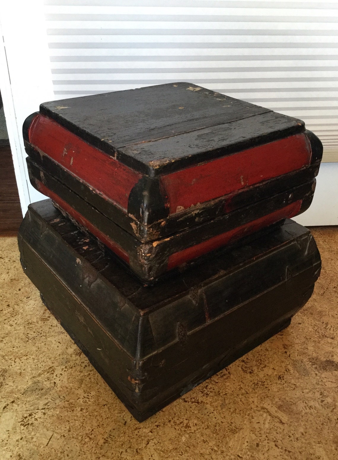 Pair Primitive Antique Asian Rice Boxes with Lids | Etsy