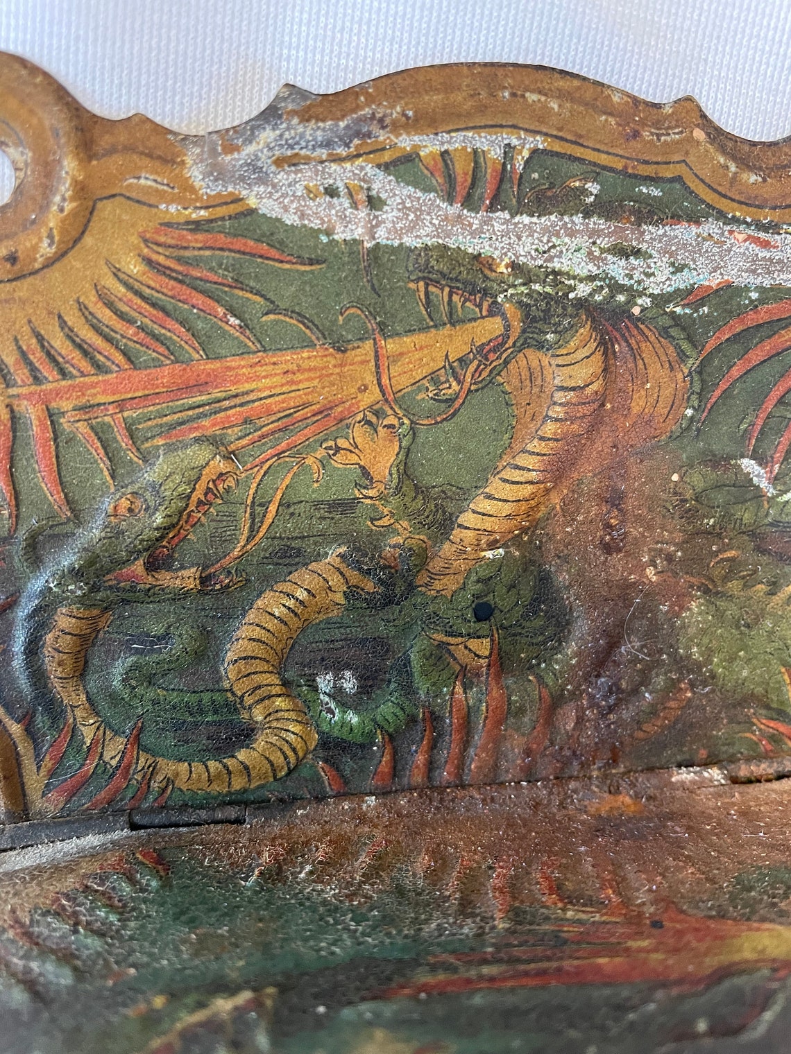 19th Century Fire Breathing Serpents and Dragons Embossed Tin - Etsy Canada