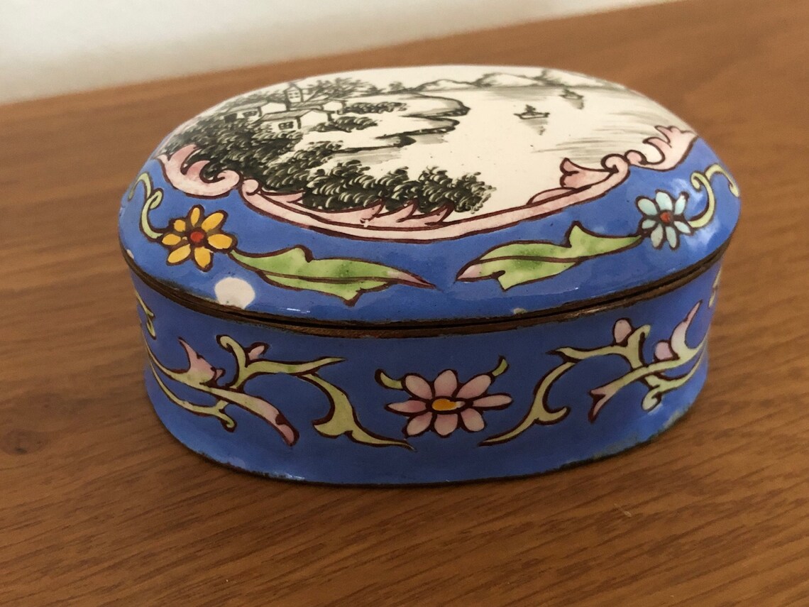 19th Century English Enamel Snuff Box Bilston Battersea - Etsy
