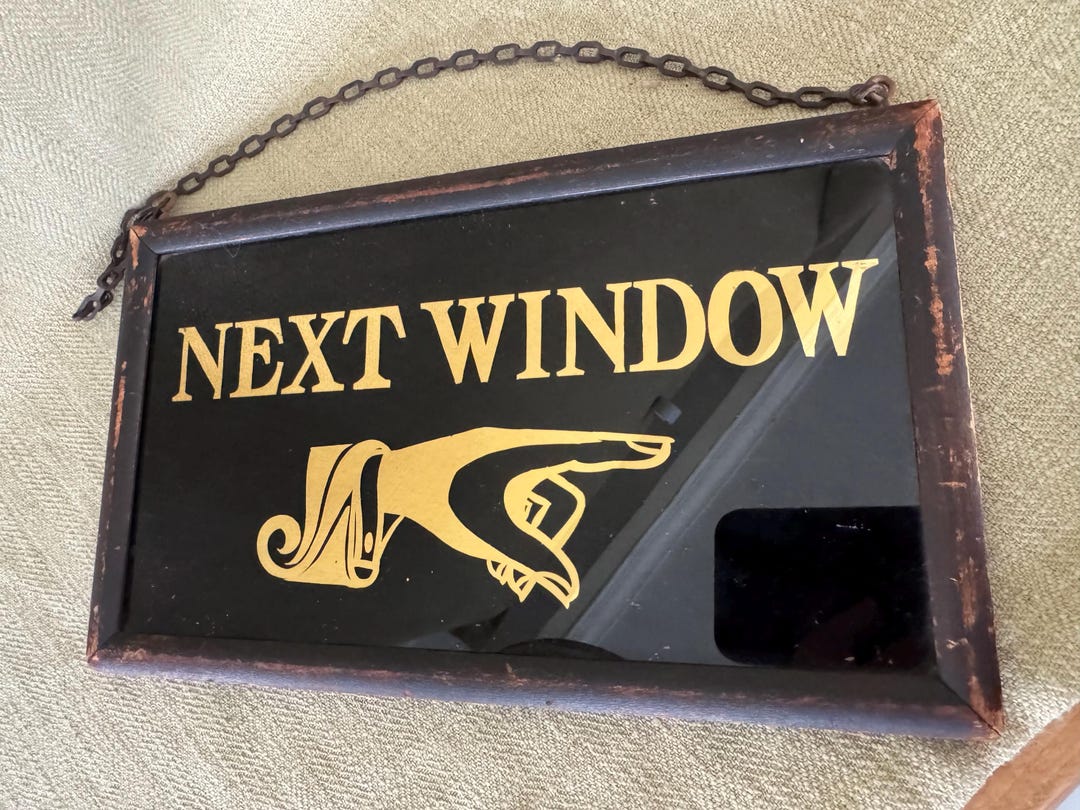 Antique Reverse Painted Glass Next Window Sign With Pointer - Etsy