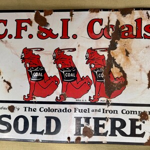 Antique Coal Sign With Devils, Porcelain Enamel, CF & I Coals - Etsy