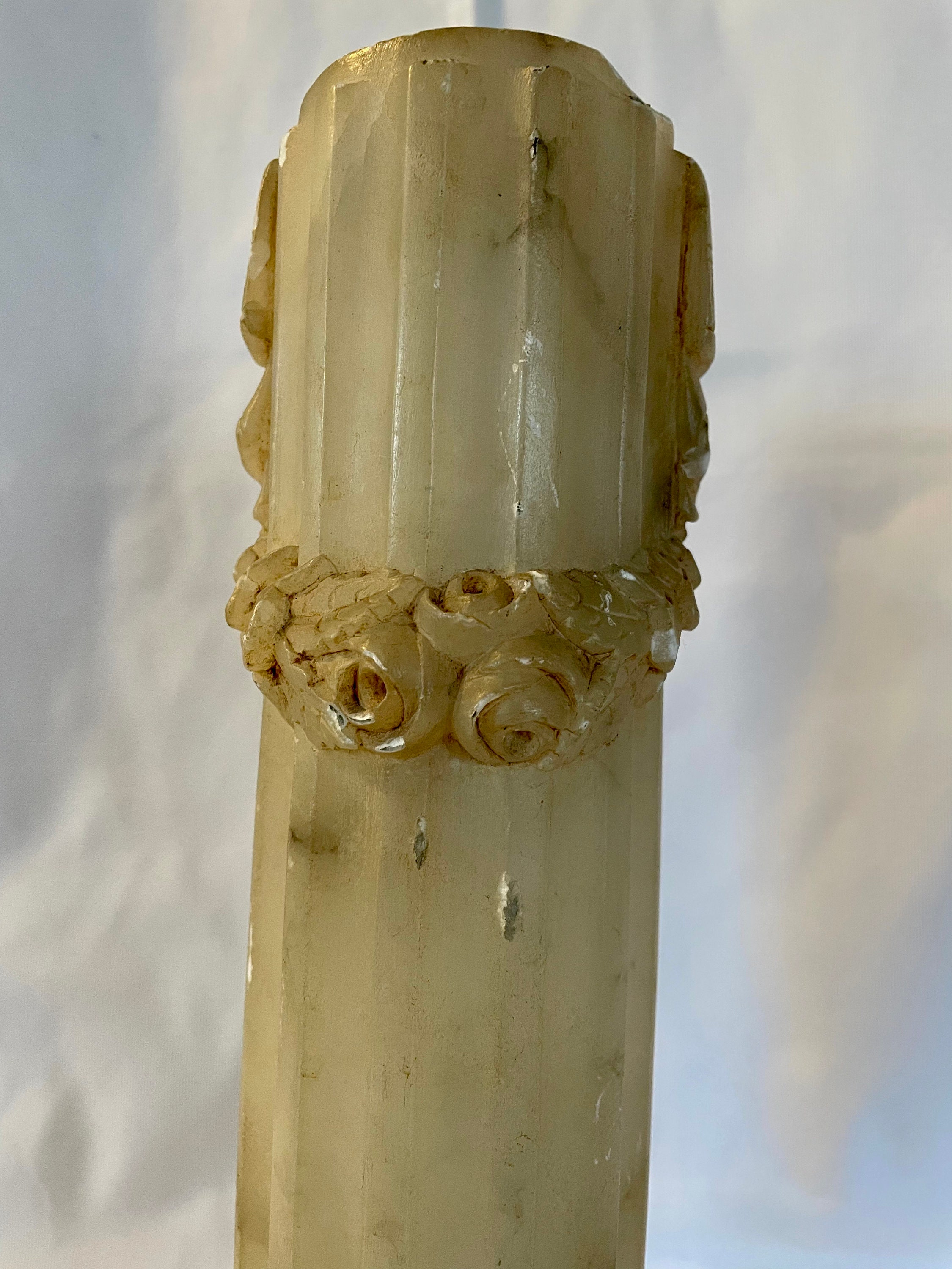 Antique Neoclassical Translucent Alabaster Pillar Fluted | Etsy
