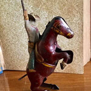 Giddy Up! Vintage Tin Toy Cowboy on Bucking Bronco - Etsy
