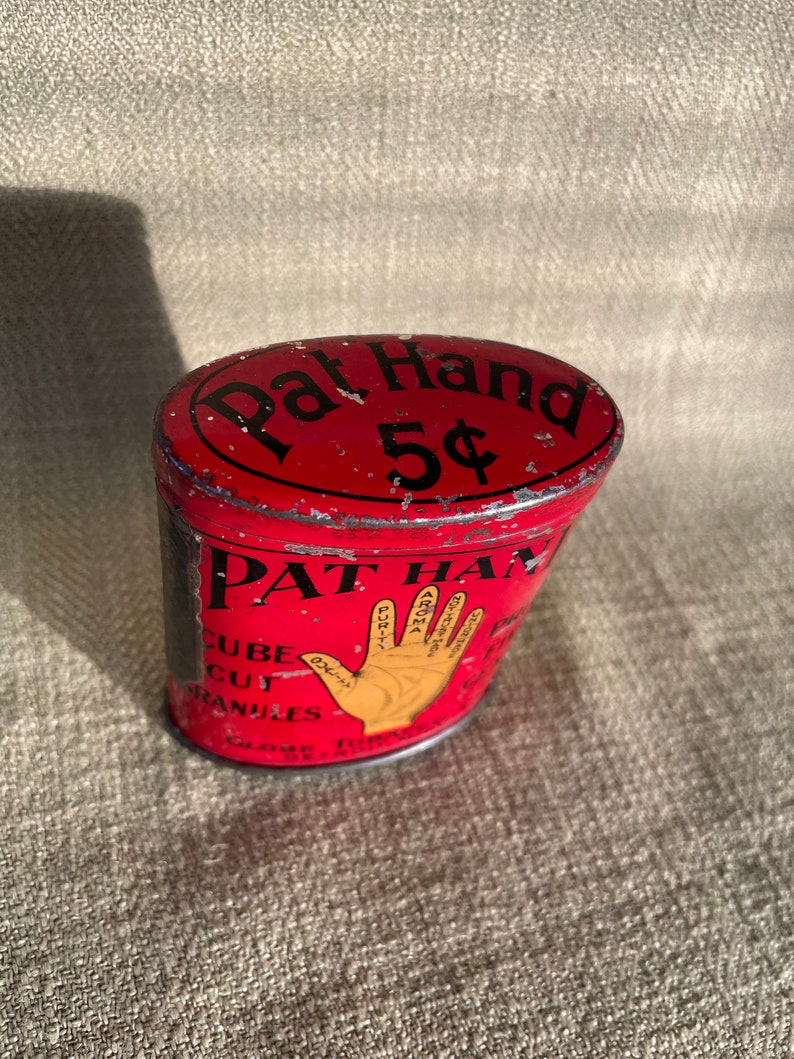 Antique Pat Hand Tobacco Pocket Tin With Great Graphics - Etsy