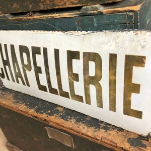 Large Antique French Hat Shop Trade Sign, Chapelerie, Porcelain Enamel ...